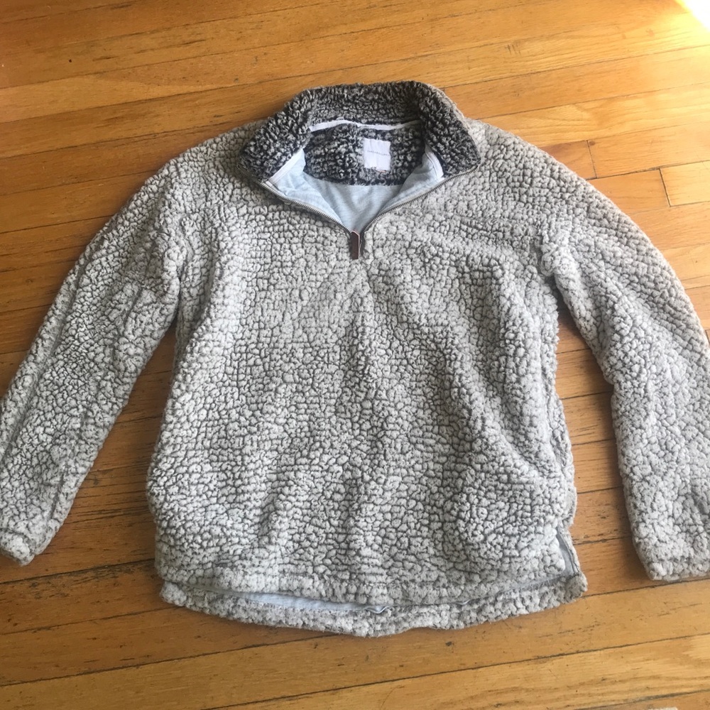 Light Grey Sherpa Halfzip - Gem